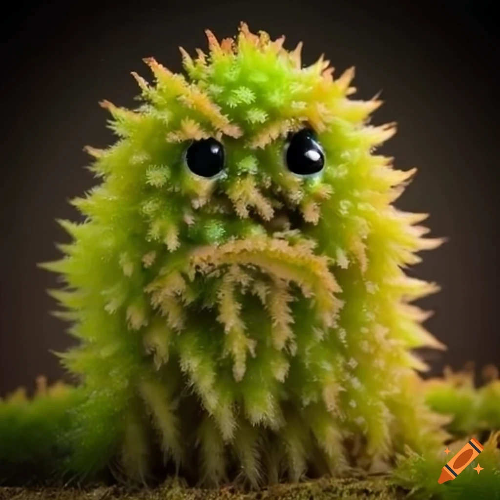 A sphagnum moss with an angry face on Craiyon