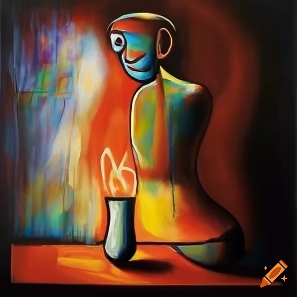 Pintura con iluminacion claroscuro estilo picasso