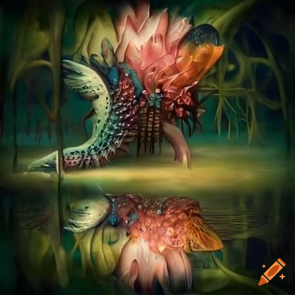 Marais surréaliste nénufars exotic and surreal floral garden habited by ...