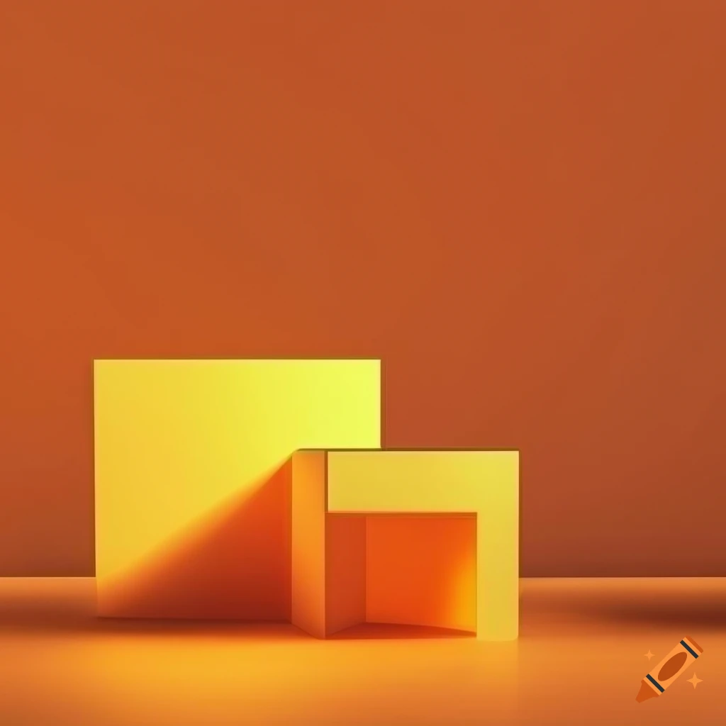 Minimalist architecture concept, orange and blue light constrast on Craiyon