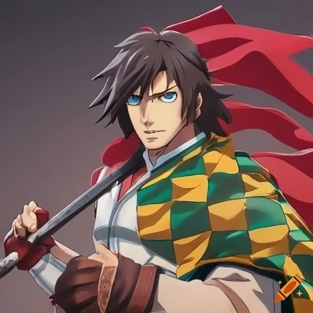 Trevor Belmont fusion Giyuu Tomioka as roman praetorian guard with sword on Craiyon