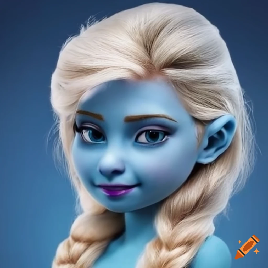 Elsa smurfette real-life super-detailed enhanced on Craiyon