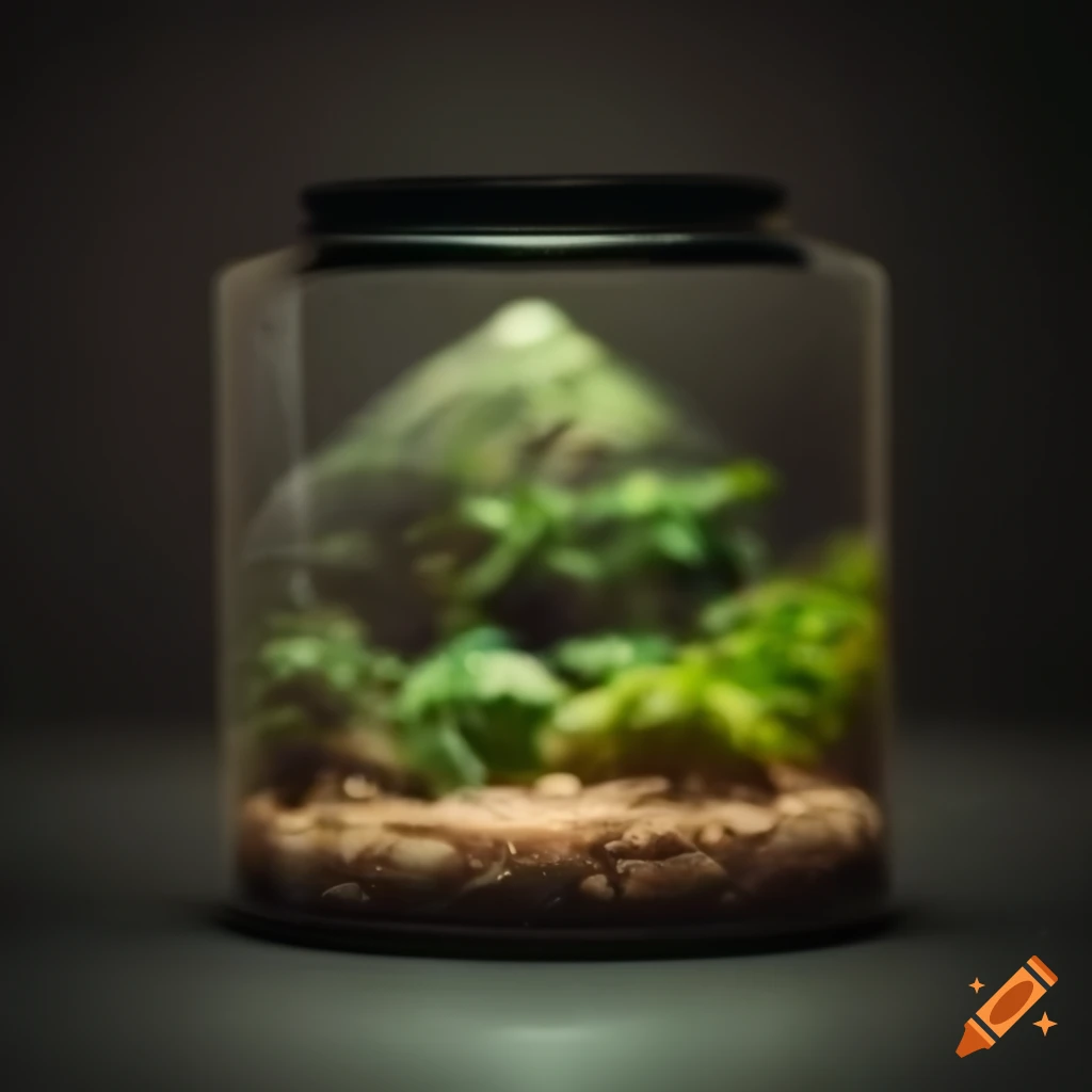 Empty terrarium, blurry photograph