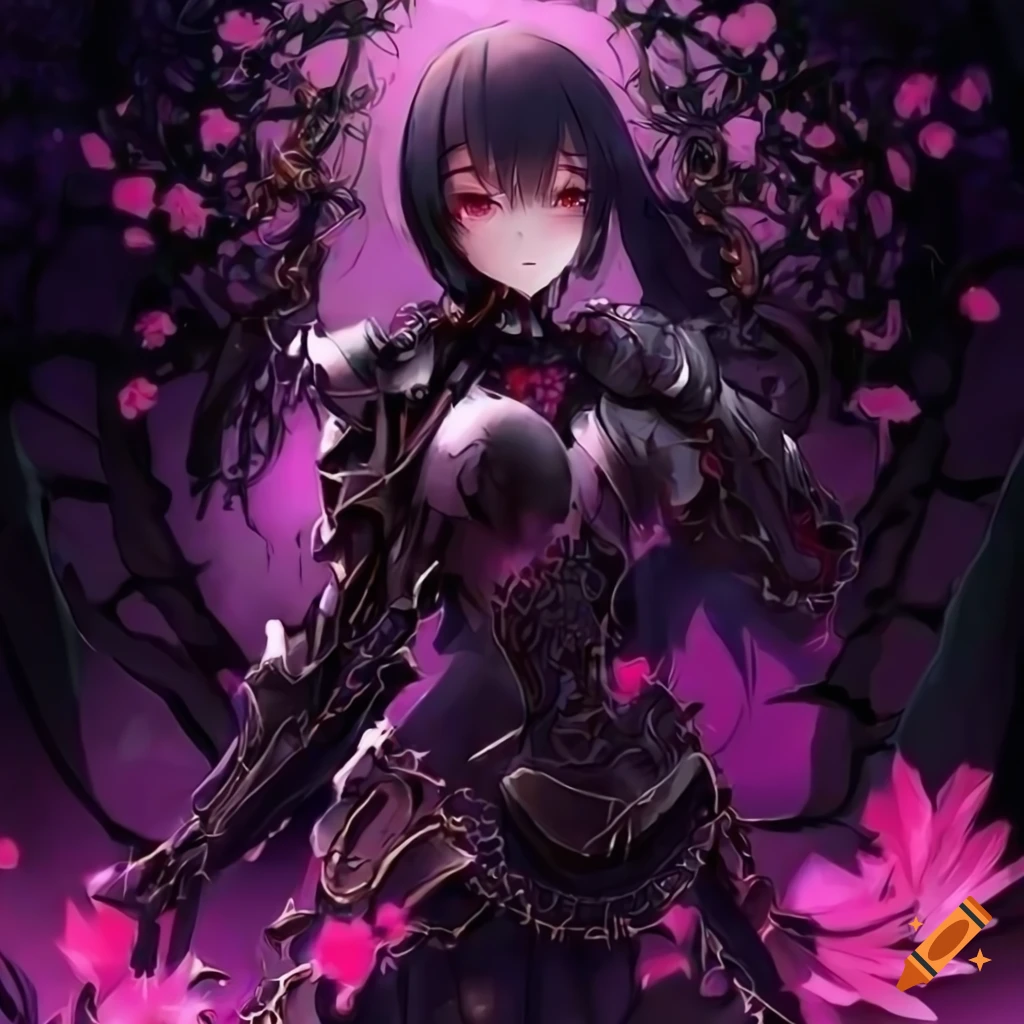 Detailed Digital Artwork Of An Anime Fit Full Armor Dark Girl With