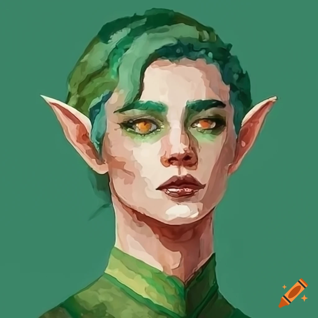 Male elf with green skin, aesthetic on Craiyon