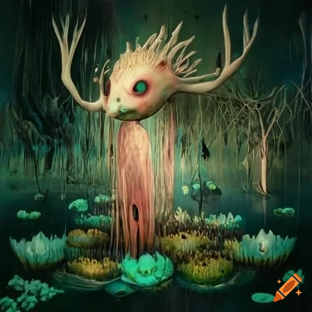 Marais surréaliste nénufars exotic and surreal floral garden habited by ...