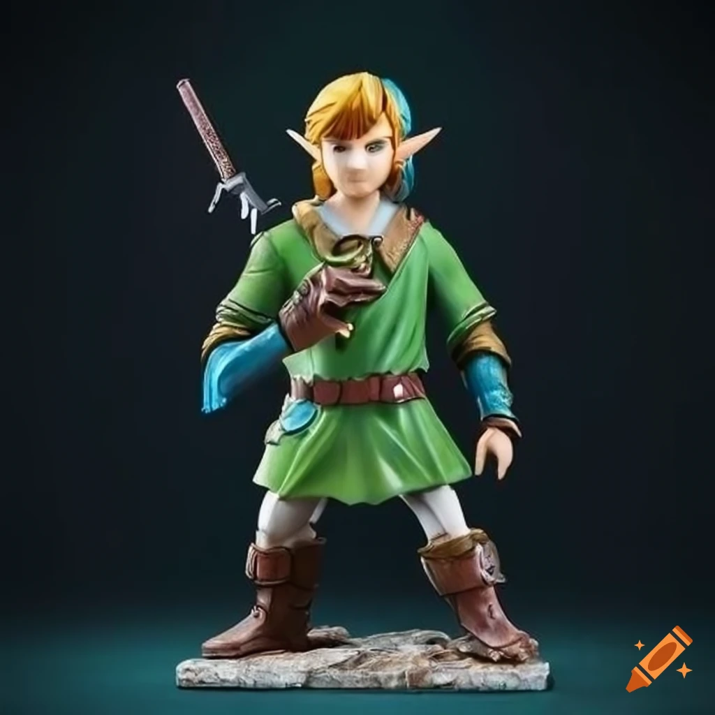 Exquisite sculpture depicting a legendary link game character