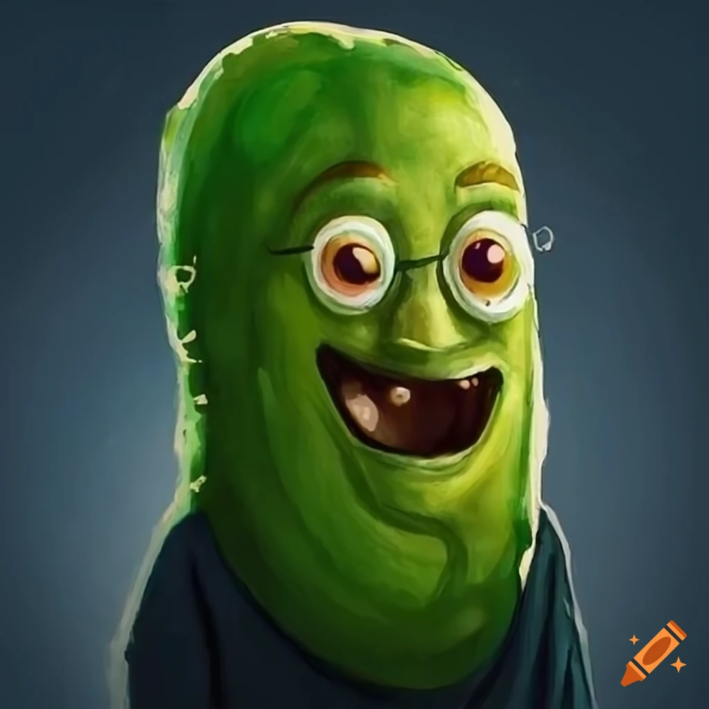 Drawing of paul rudd as a quirky pickle character