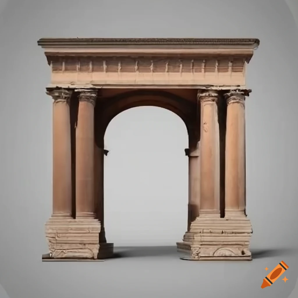 Roman portico with seven symmetrical columns