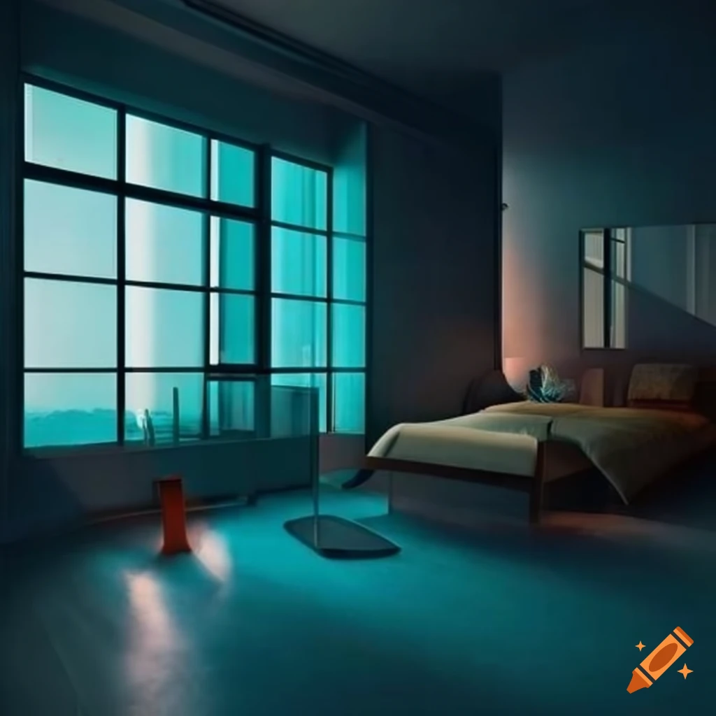 Modern house with glasses windows furnistic on Craiyon