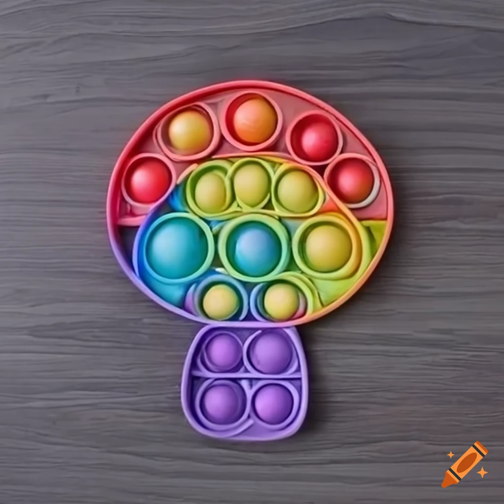 Mushroom made of pop it toy on dark table on Craiyon