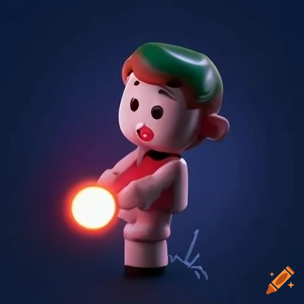 Nes arcade character holding flashlight on Craiyon