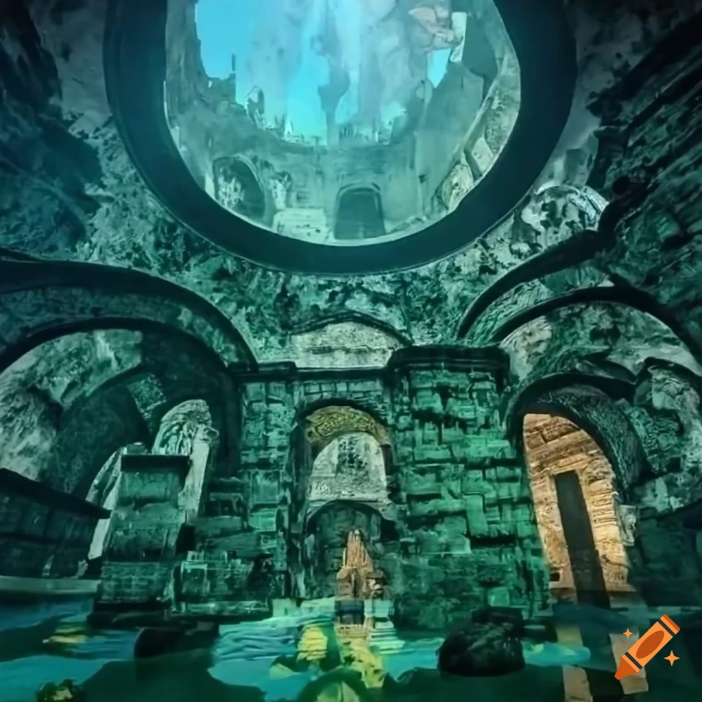 Piranesi flooded lower halls, enormous statue ruins partially submerged ...