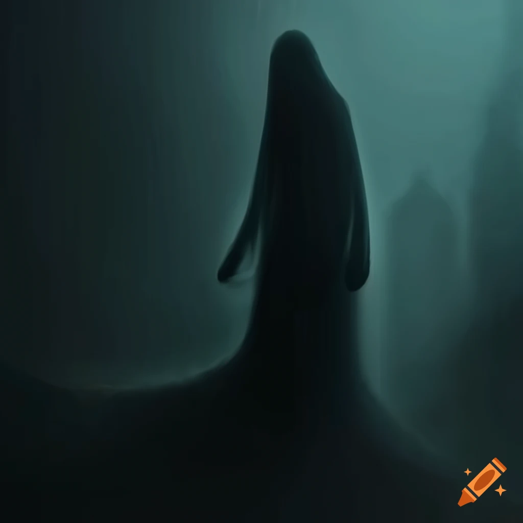 A ghostly figure in a dark and mysterious setting on Craiyon