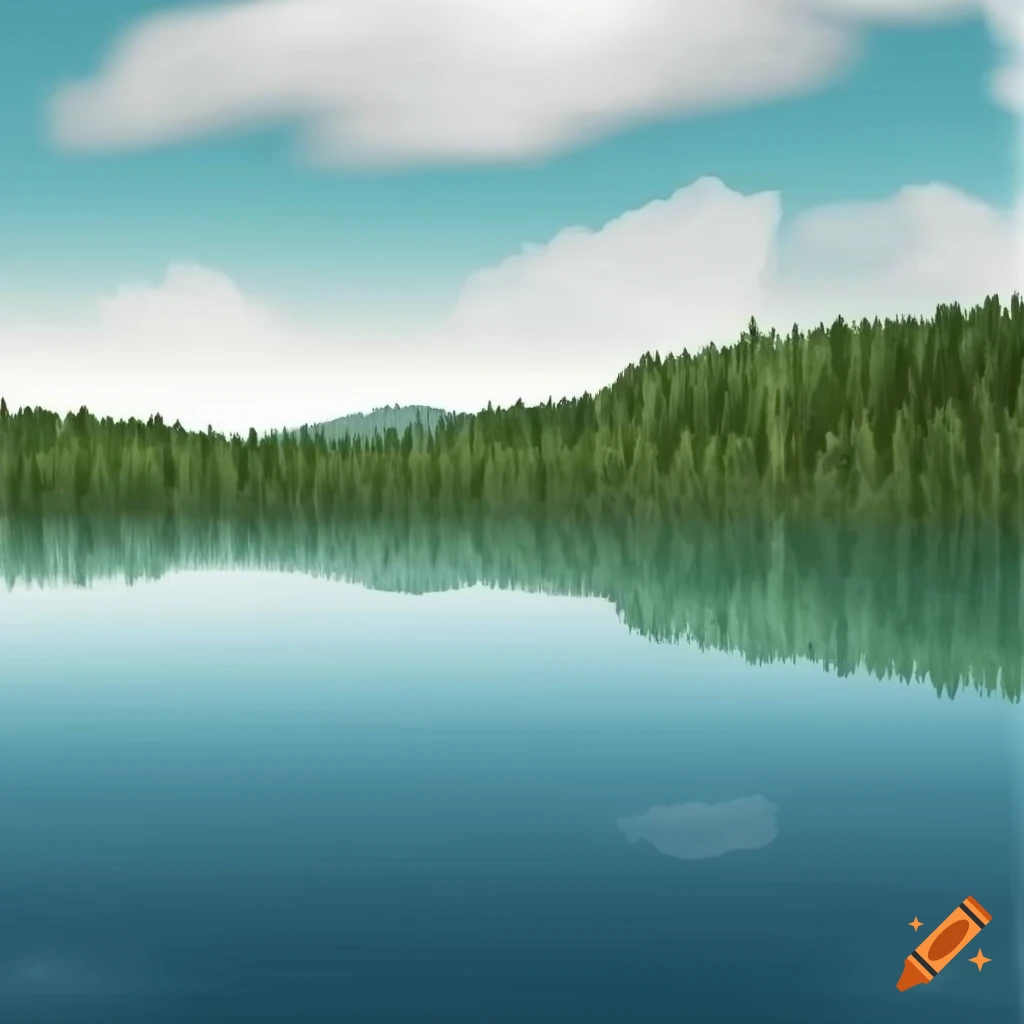 Lake on white background, realistic, highly detailed