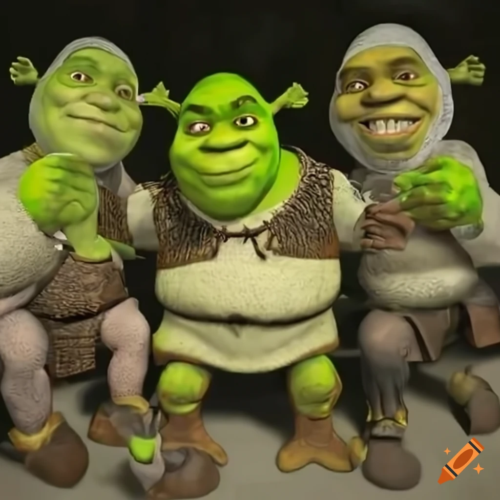 Group of customized shrek ogres in online multiplayer shrek game