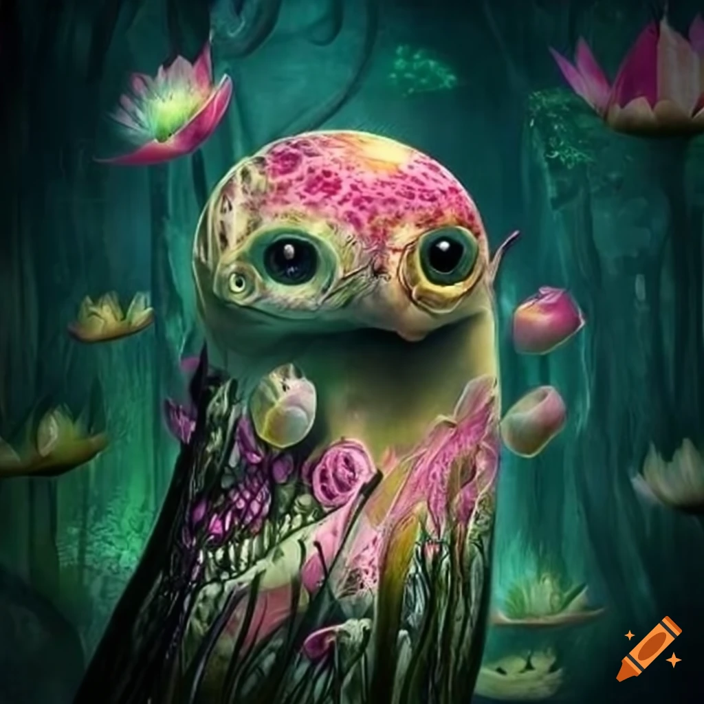 Marais surréaliste nénufars exotic and surreal floral garden habited by ...