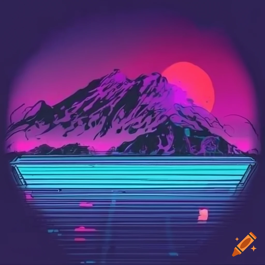 Map drawing, synthwave style on Craiyon