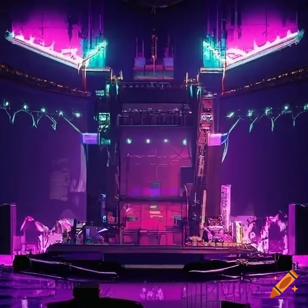 Cyberpunk concert stage on Craiyon