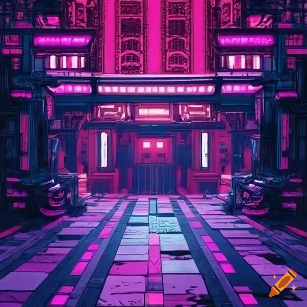 Cyberpunk temple floor stage on Craiyon