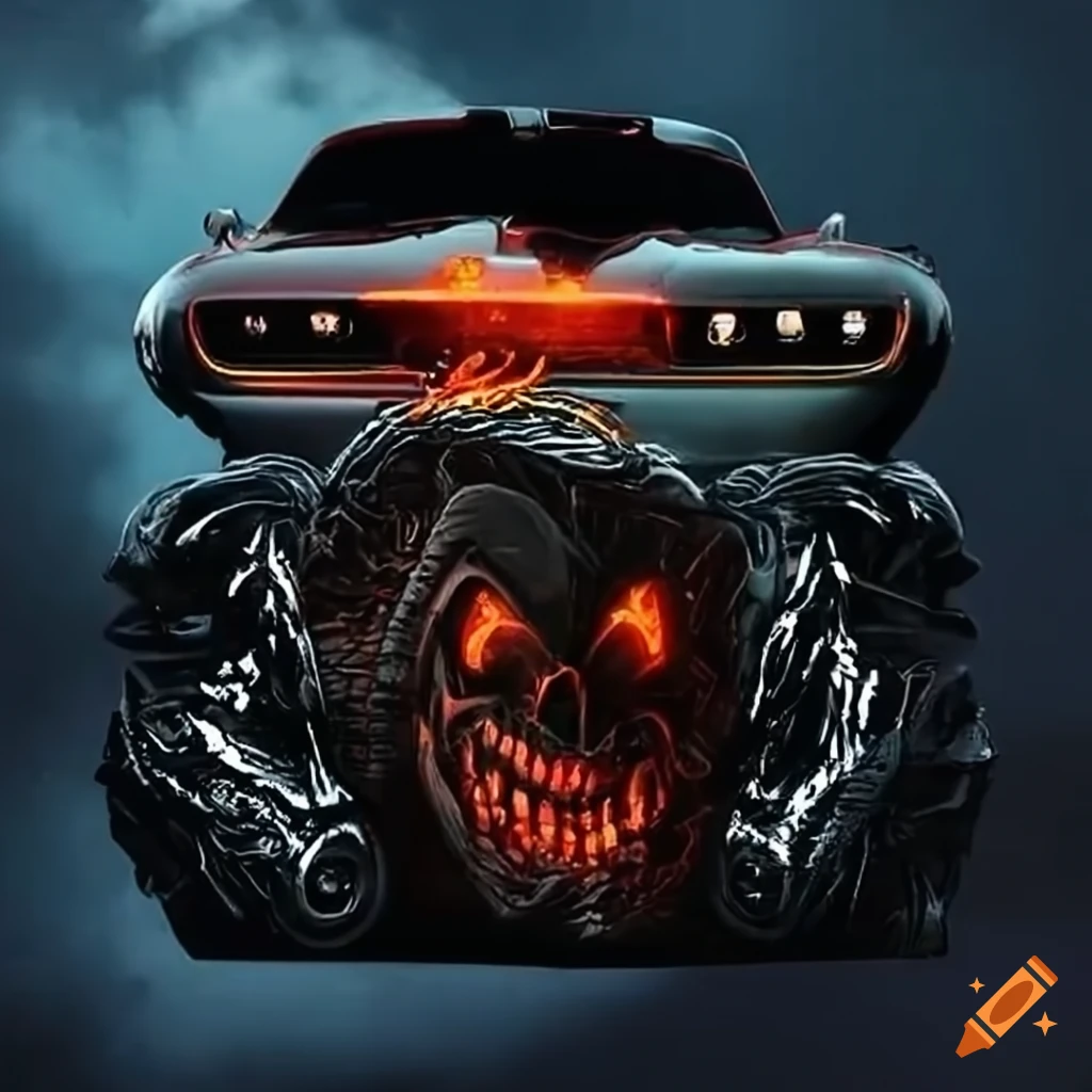 Dodge challenger style of ghost rider on Craiyon