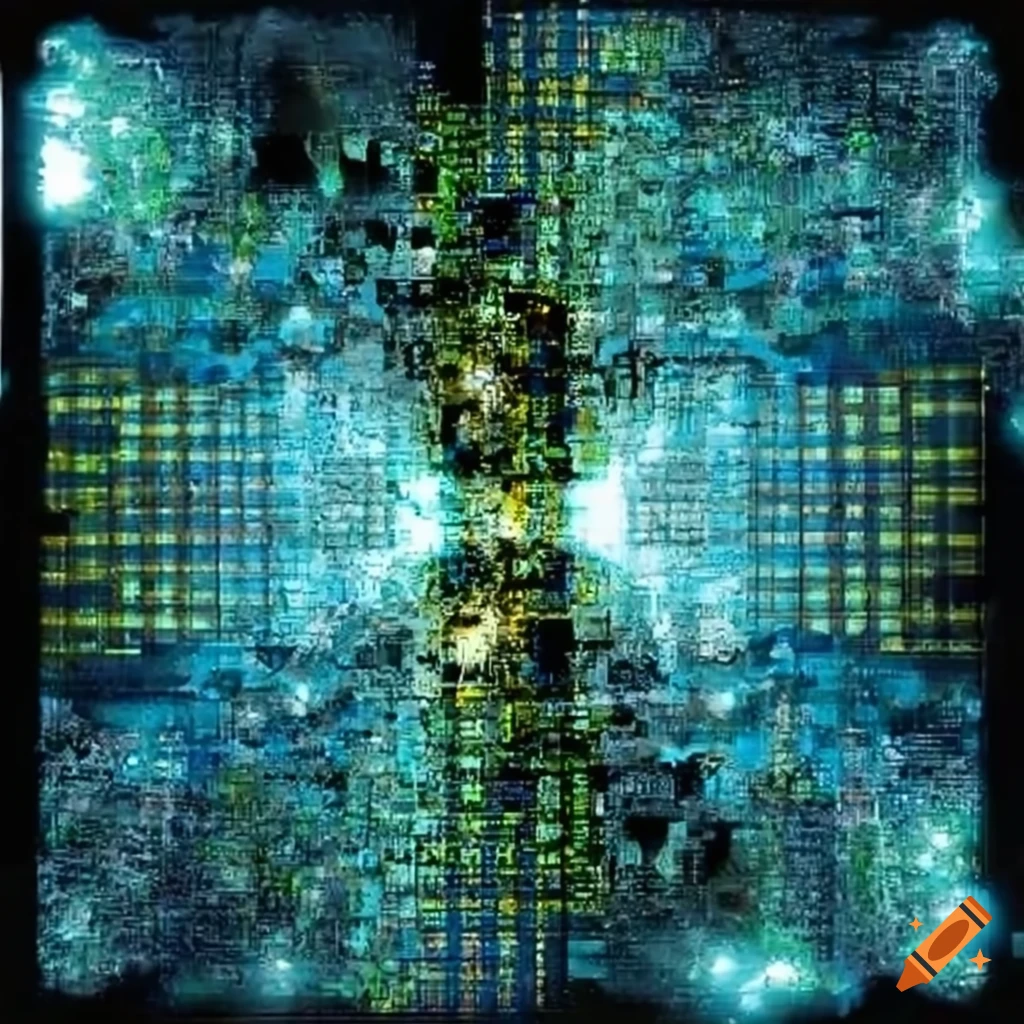 Matrix-inspired satellite in futuristic style, map on Craiyon