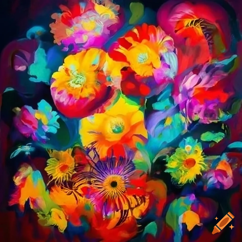 Flowers, colorful, modern art