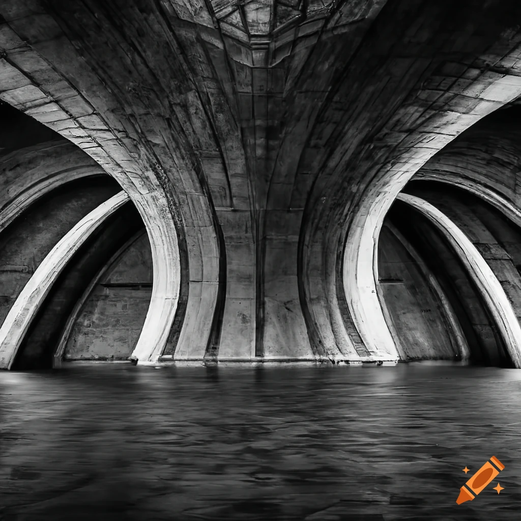 Black and white photo of a futuristic concrete building by antonio sant ...