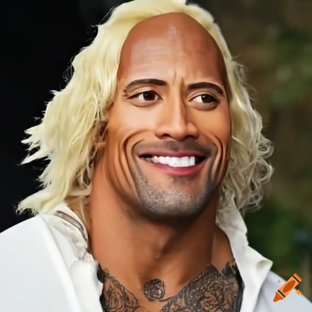Dwayne johnson in a ridiculous surfer blonde wig in 2007