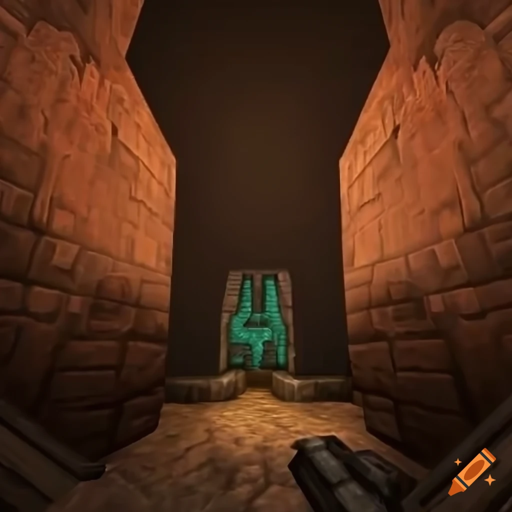 Quake idbase level with a giant monolith runes on Craiyon