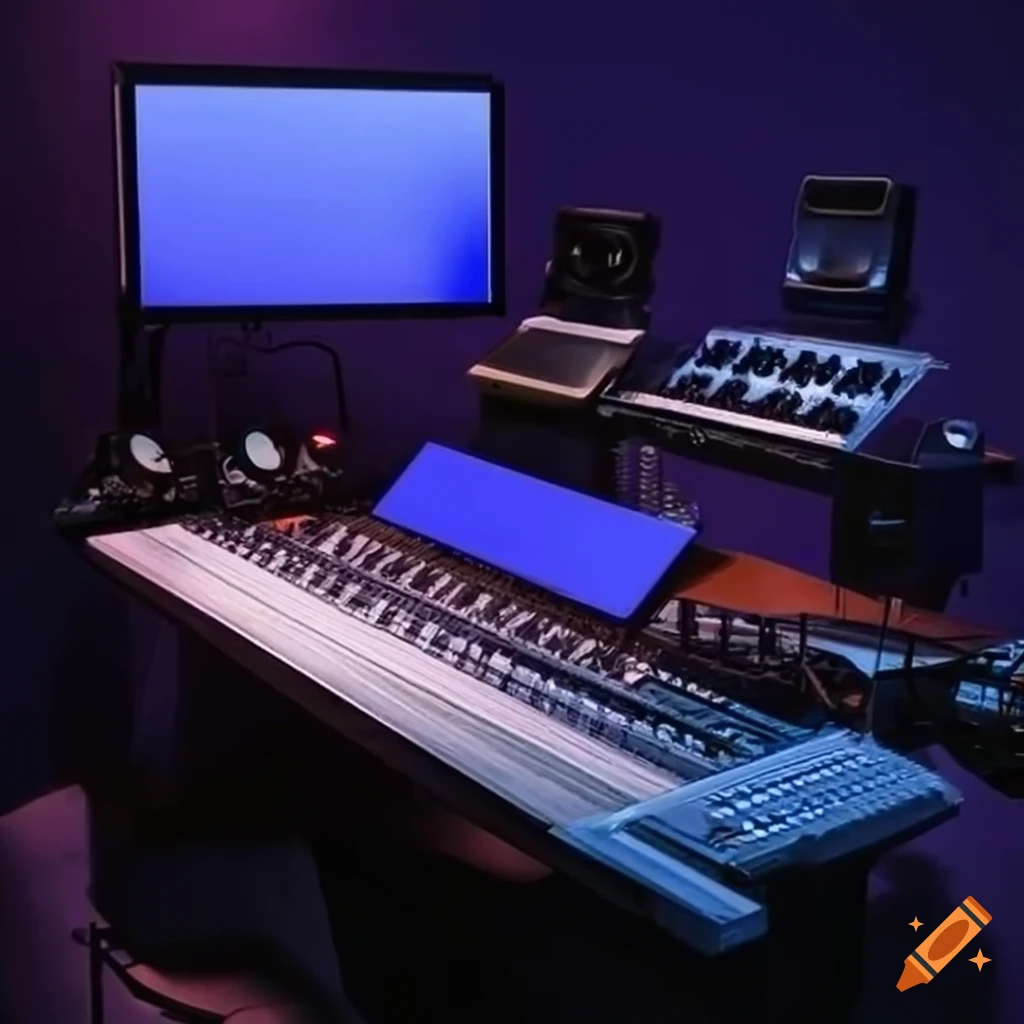 Recording studio with dynamic lighting on Craiyon