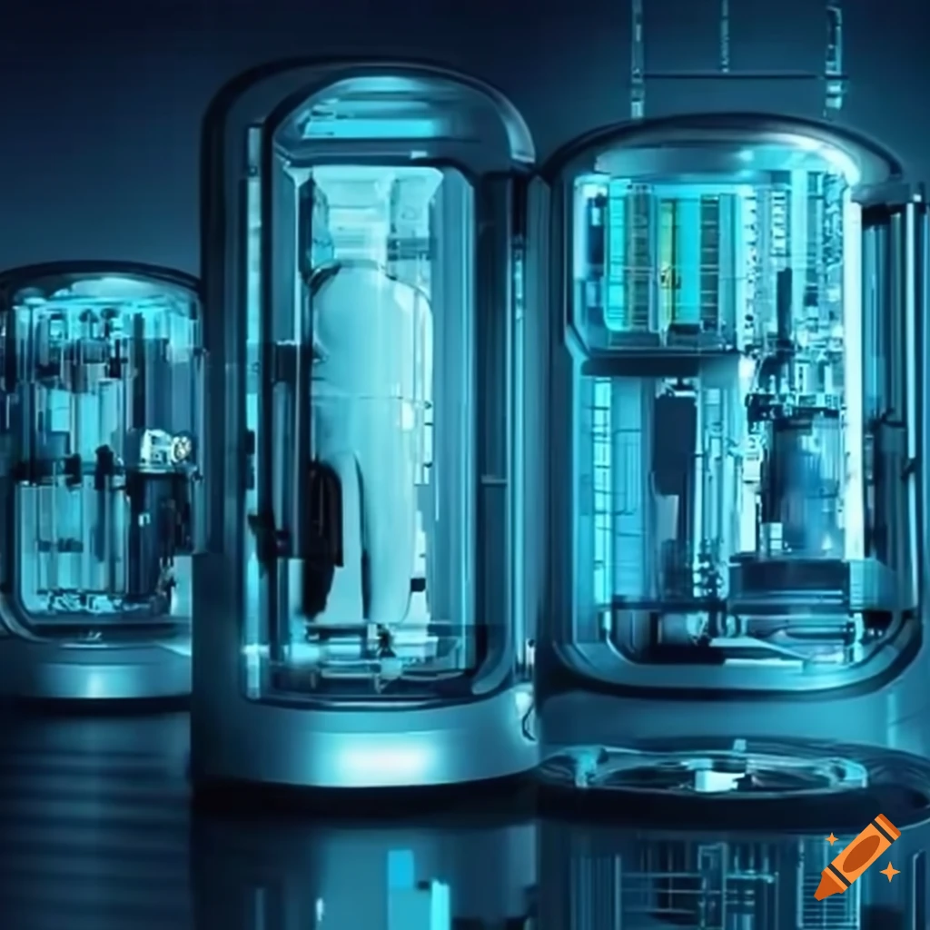 High-tech lab with advanced cloning equipment and futuristic aesthetics