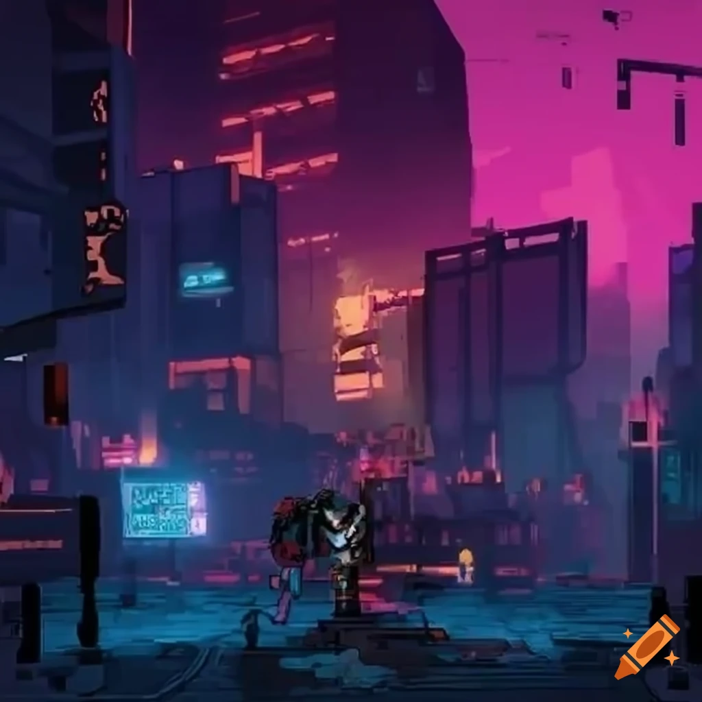 Cyberpunk style 2d fighting game level