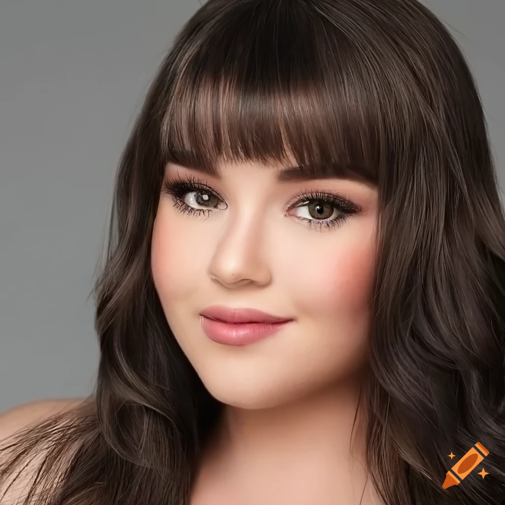 Photorealistic Cute Chubby Brunette With Messy Hair And Pretty Hazel