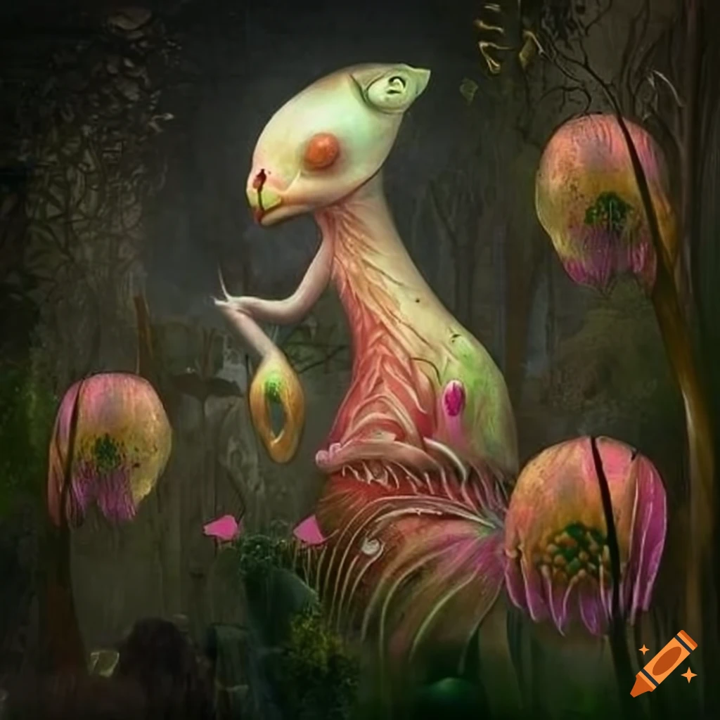 Marais surréaliste nénufars exotic and surreal floral garden habited by ...