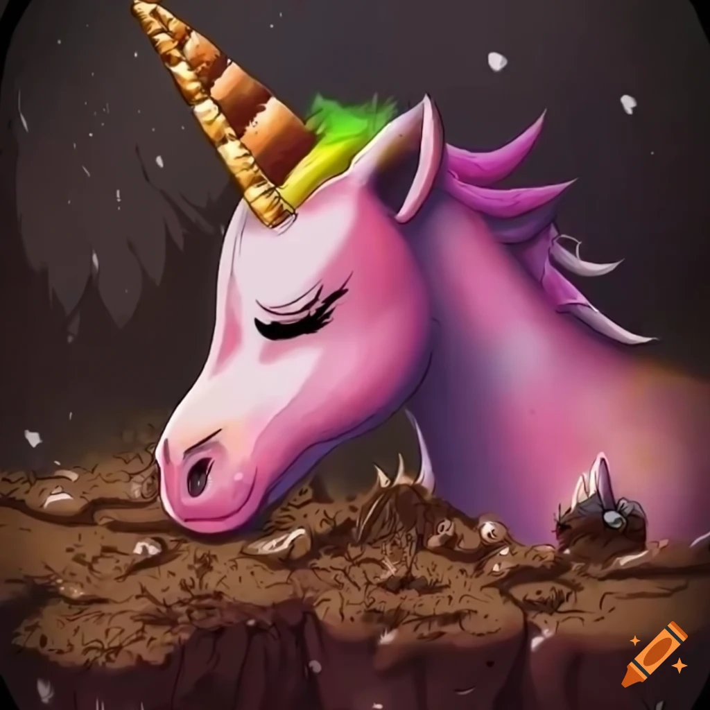 Anime Styled Tired Unicorn Foal Struggling To Get Out Of The Deep Wet anime-styled-tired-unicorn-foal-struggling-to-get-out-of-the-deep-wet