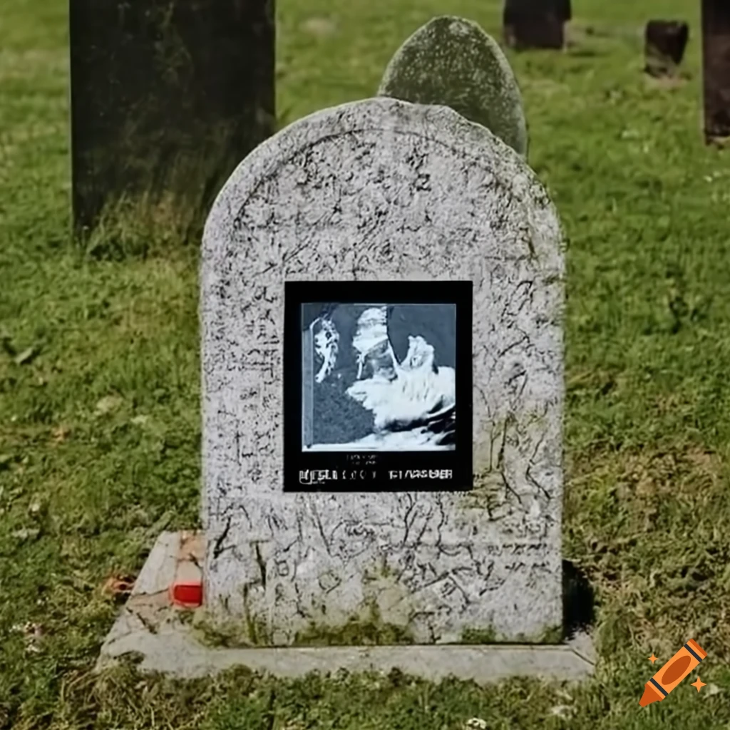 Gravestone with a picture of a tv remote etched onto it on Craiyon