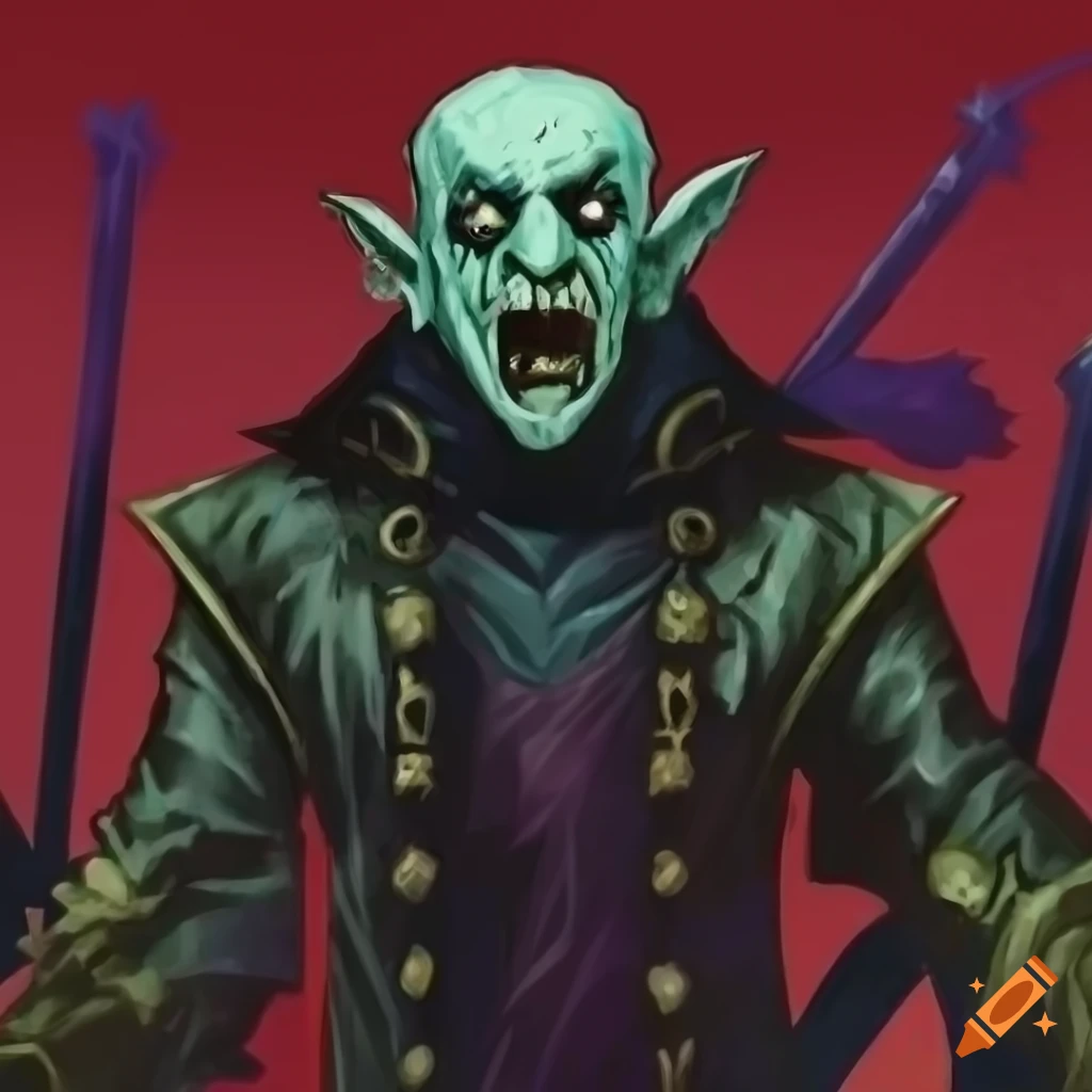 Scrawny nosferatu wearing royal clothes; mtg art style on Craiyon