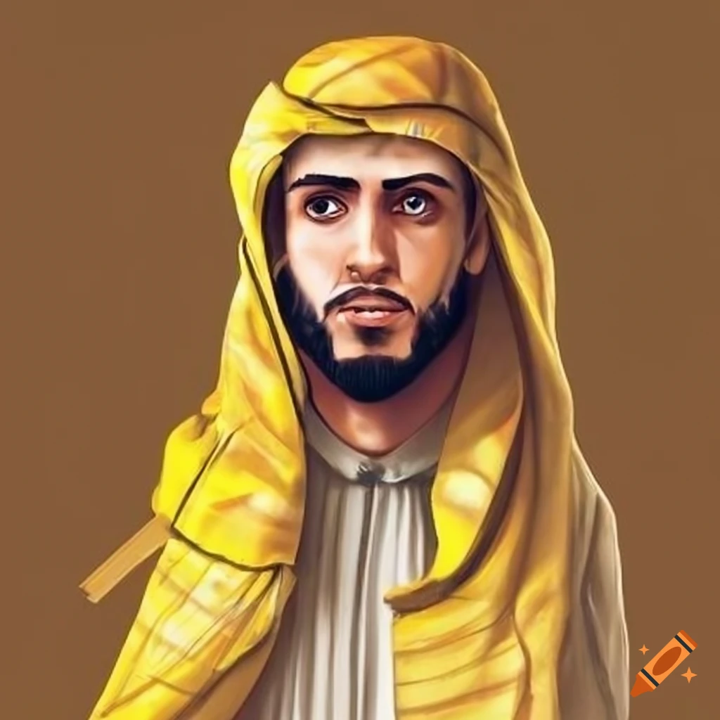 Hansome arab man in yellow scarf on Craiyon