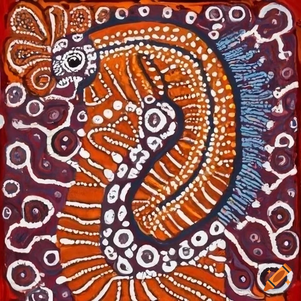 Loch ness monster in the style of australian aboriginal art on Craiyon