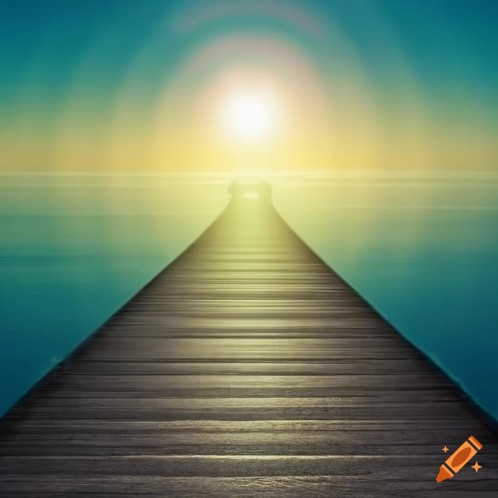 Widescreen image of a path to a bright and optimistic horizon to ...