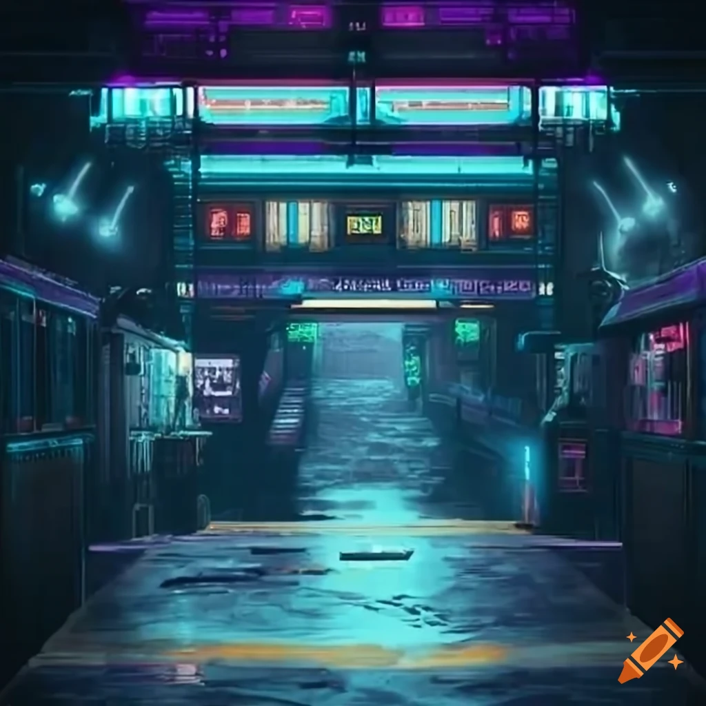 Cyberpunk subway stage on Craiyon