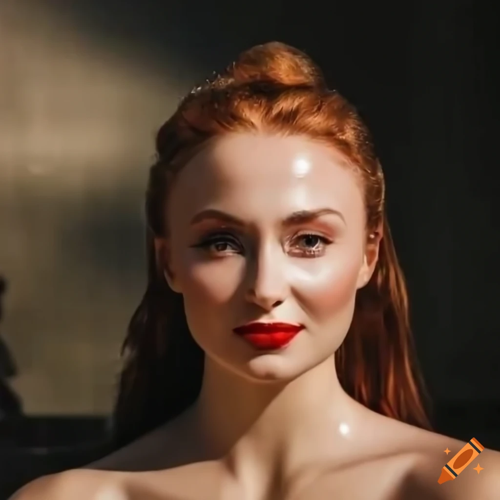 Gorgeous "sansa stark" red lips big eyes in ancient roman bath bathing sweet smile wet, Award ...