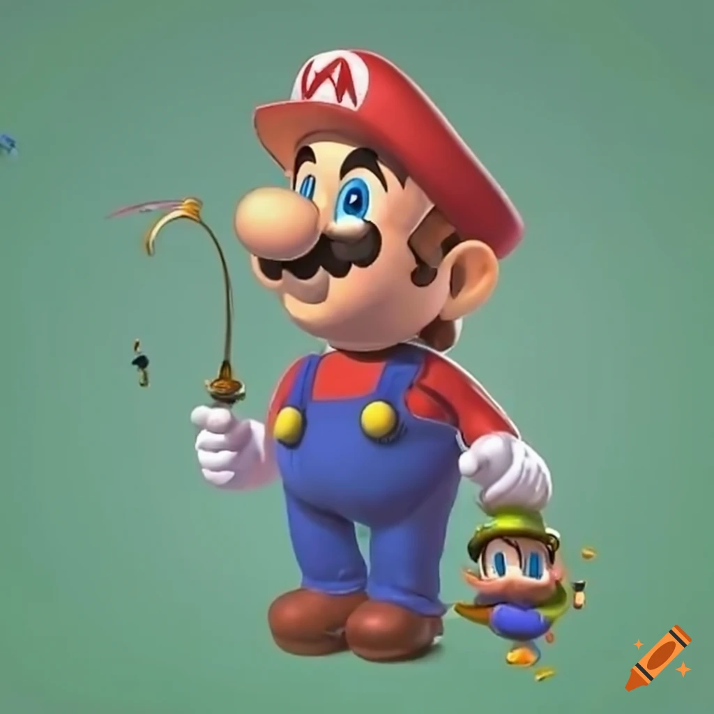 Mario fishing on a sunny day