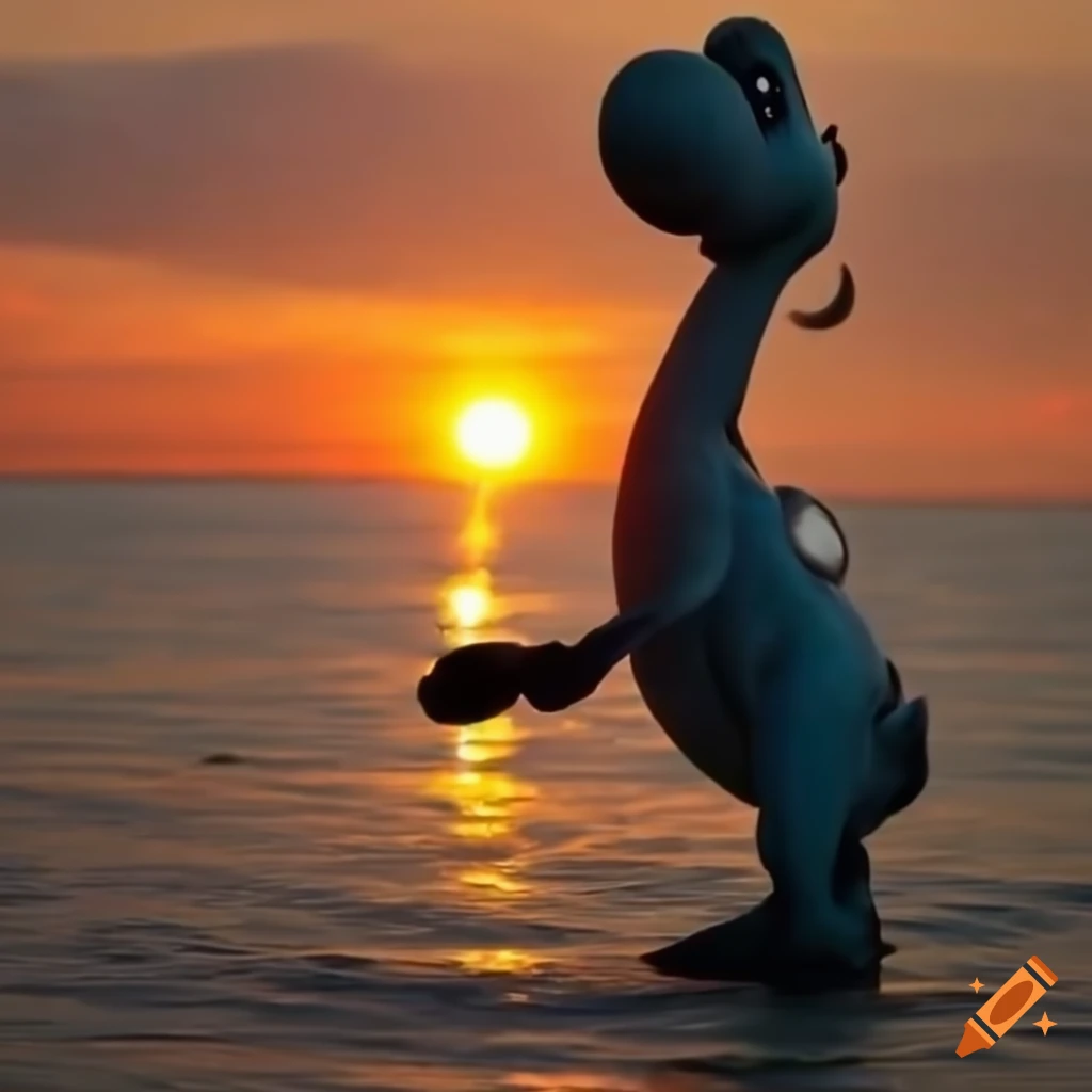 Yoshi enjoying the beautiful sunset on Craiyon