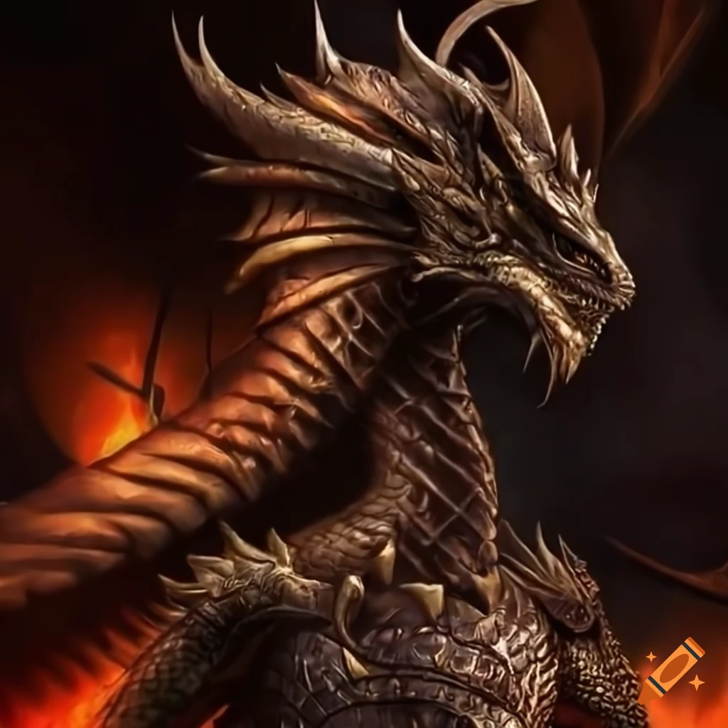 Dragon with a metal collar on the neck, high definition, ultra detailed ...