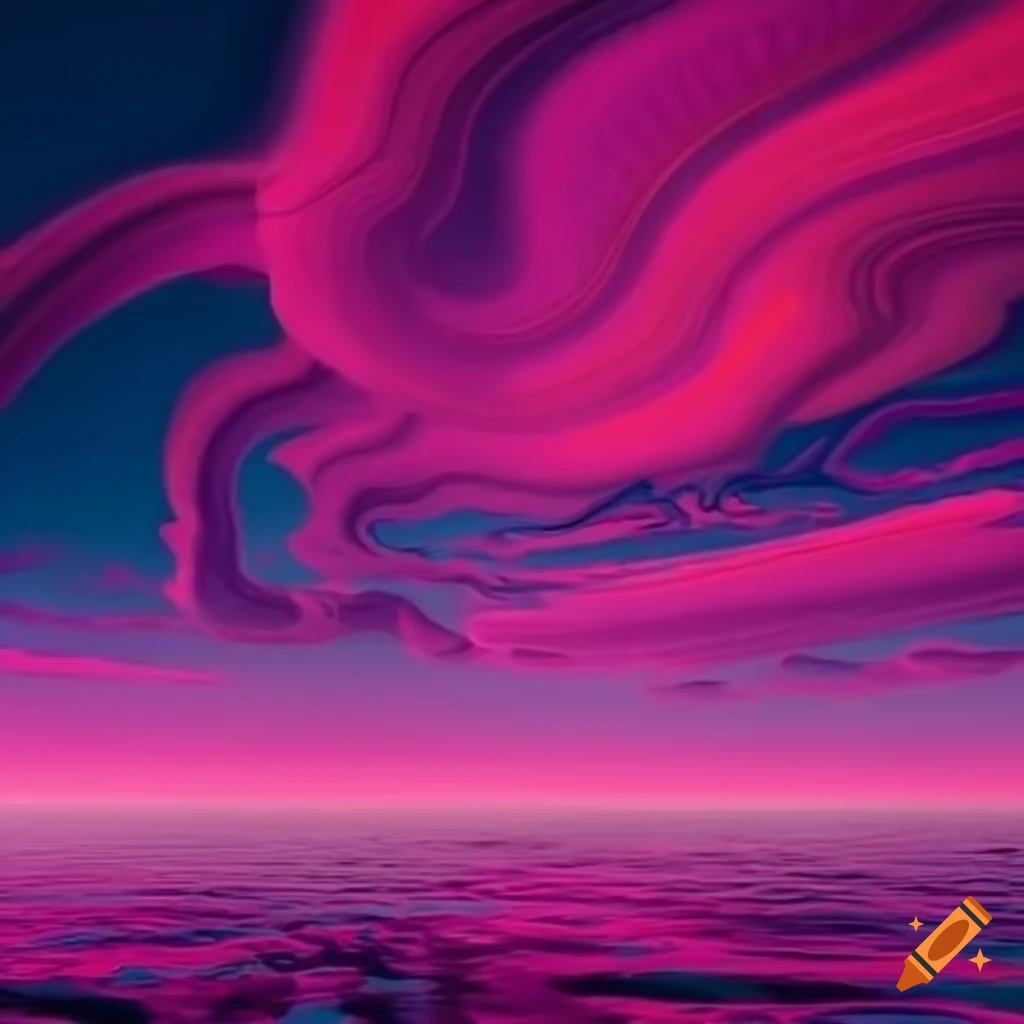 Pink psychedelic landscape on Craiyon