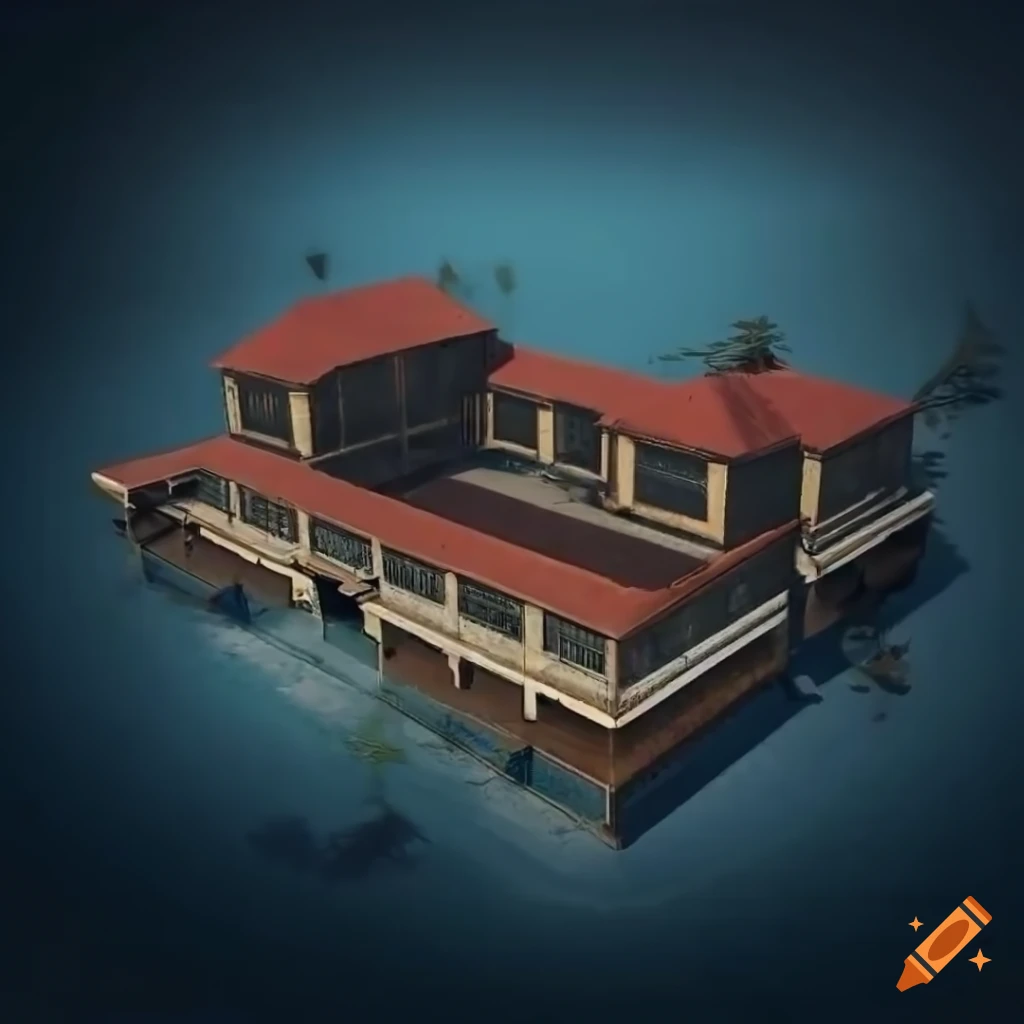 School building in the popular game pubg, map: erangel