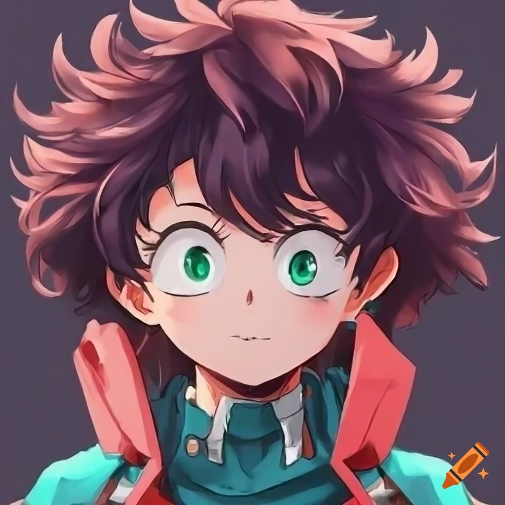 Female girl deku , messy hair