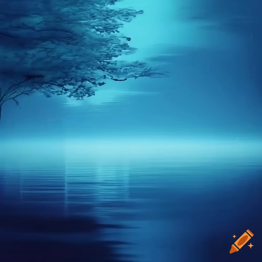 Serene landscape with beautiful blue hues and digital analysis effects